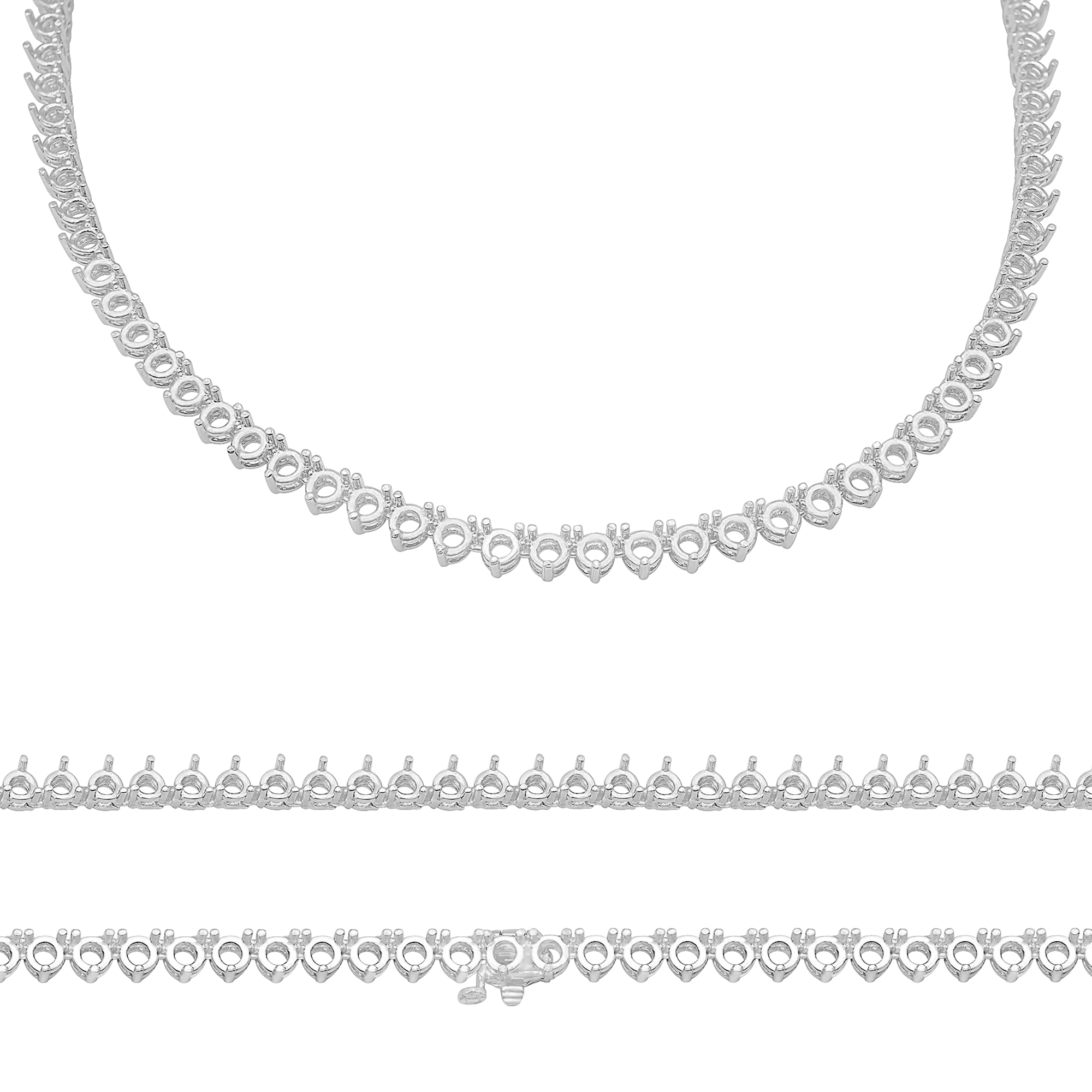Wholesale Tennis Necklace Mounting in Sterling Silver (.25 ct / 4.0 mm ...